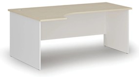 Rohový kancelářský psací stůl PRIMO WHITE, 180x120 cm, levý, bílá/bříza