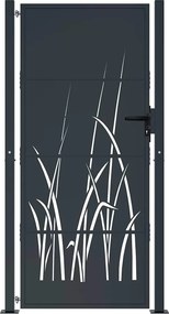 Zahradní branka antracitová 100 x 175 cm ocelová, design trávy 153170