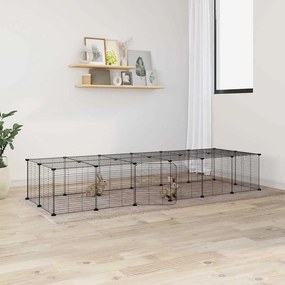 28panelová ohrádka pro zvířata s dvířky černá 210 x 70 x 35 cm ocel 3114059