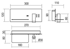 Redo 01-2983 nástěnné LED svítidlo Brook bílé, 8 + 3W, 3000K, 30cm