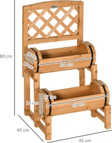 Outsunny vyvýšený záhon dřevěný truhlík na květiny s podpěrou pro šplhání 45 x 45 x 80 cm rustikální design pro zahradu terasu balkon žlutý zeleninov…