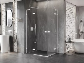 Mexen Lunar, L Duo výklopný sprchový kout 100 x 80 cm, 8mm čiré sklo, bílý profil, 834L-100L-080P-20-00