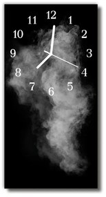 Skleněné hodiny vertikální Abstrakce kouře. Černobílé