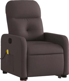 Zvedací masážní polohovací křeslo tmavě hnědé textil 3206809