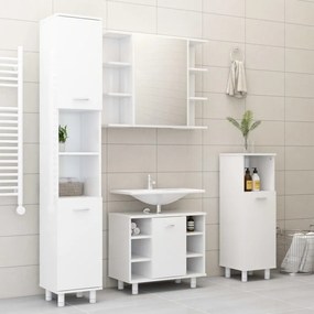 4dílná koupelnová sestava bílá vysoký lesk kompozitní dřevo,  3056904
