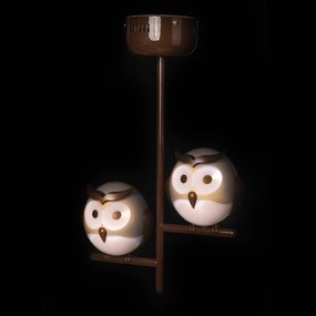 Dětské stropní svítidlo Owl, 2x hnědé plastové stínítko, br