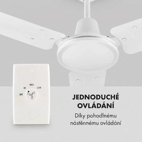 Klarstein Spin Doctor, bílý, 55 W, stropní ventilátor, 122 cm, 3 ramena, nerezavějící ocel