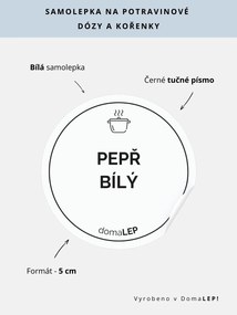 Samolepka na kořenky PEPŘ BÍLÝ bílá 5 cm tučné písmo