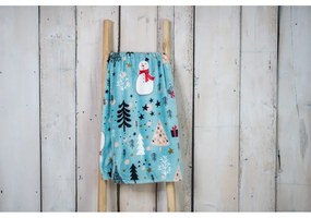Modrá vánoční deka z mikroplyše 200x150 cm Winter Time - My House
