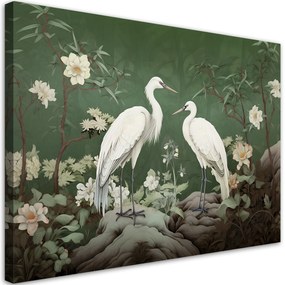 Gario Obraz na plátně Bílé jeřáby a rostliny Rozměry: 60 x 40 cm