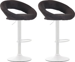 2x Barová židle Olinda - látka, bílý rám - tmavě šedá