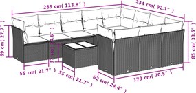 11dílná zahradní sedací souprava s poduškami černá polyratan 3250065
