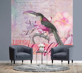 Gario Fototapeta Papoušek v růžově šedé přírodě - Andrea Haase Materiál: Vliesová, Rozměry: 100 x 100 cm
