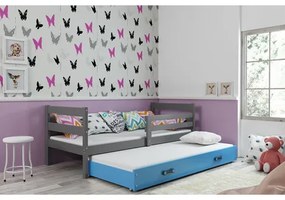 Dětská postel s výsuvnou postelí ERYK 200x90 cm Modrá Šedá
