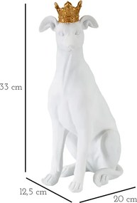Dekorativní soška Dog 33 cm bílá