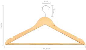 vidaXL Marketos 100 ks šatních ramínek protiskluzové tvrdé dřevo