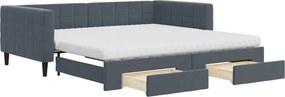 Válenda s přistýlkou a zásuvkami tmavě šedá 100 x 200 cm samet 3196771