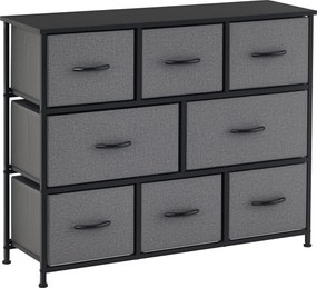 HOMCOM Komoda s 8 textilními zásuvkami, úložná skříň s úchyty, kovový rám, moderní design do ložnice, obývacího pokoje v tmavě šedé barvě | Aosom