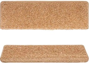 Schodové rohože 15 ks 65 x 21 x 4 cm béžové s obdélníkovým okrajem 134577