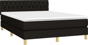 Box spring postel s matrací a LED černá 140x190 cm textil 3133951