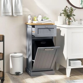 Costway Laundry Cabinet s košem na prádlo a zásuvkou a bambusovým košem
