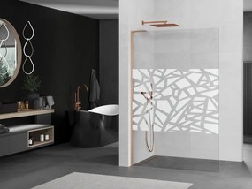 Mexen Kioto L, sprchová zástěna Walk-In 80 x 200 cm, 8mm čiré sklo bílý vzor, ​​měděný matný profil, 800-080-103-65-85