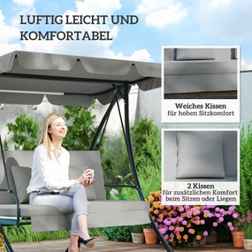 Outsunny Hollywoodská houpačka Zahradní houpačka Houpací lavice s funkcí polohování, 3 místa, kov+polyester, bílá, 209 x 114 x 170 cm | Aosom