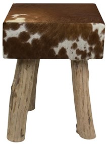 Dřevěná stolička s koženým sedákem Cowny - 30*30*45cm