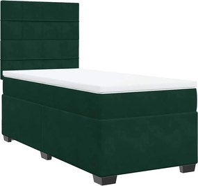 Box spring postel s matrací tmavě zelená 90x200 cm samet 3290813