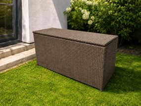 Ratanový zahradní úložný box BestBerg BBRF-B1BN / 350 l / 115 × 55 × 57 cm / hnědá
