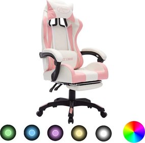 vidaXL Herní židle s RGB LED podsvícením černo- umělá kůže [288009] Barva: Bílá