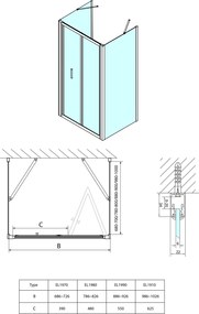 Polysan Polysan, EASY sprchový kout tři stěny 800x900mm, skládací dveře, L/P varianta, čiré sklo, EL1980EL3315EL3315