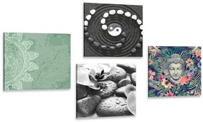 Set obrazů Feng Shui v netradiční kombinaci - 4x 40x40 cm