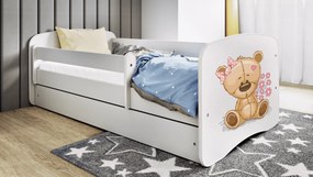 Dětská postel Babydreams méďa s kytičkami bílá