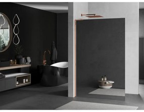 Mexen Kioto L, sprchová zástěna Walk-In 80 x 200 cm, 8mm sklo vzor zrcadlo, růžové zlato profil, 800-080-103-60-50