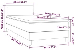 Box spring postel s matrací krémová 80 x 200 cm textil,  3139934