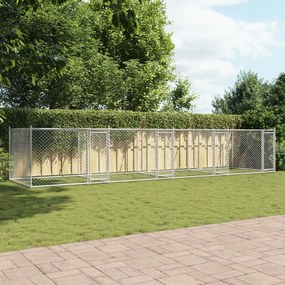 Klec pro psy s dvířky šedá 8 x 2 x 1,5 m pozinkovaná ocel 3209575
