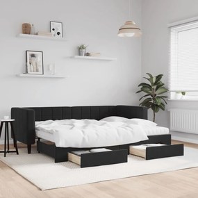 Válenda s přistýlkou a zásuvkami černá 80 x 200 cm samet 3196760