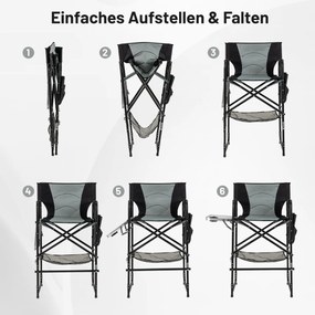 Costway Camping Chair Skládací vysoká skládací židle s bočním stolkem