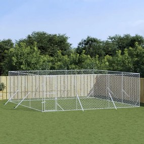 Venkovní psí kotec stříbrný 6 x 6 x 2 m pozinkovaná ocel 3190460