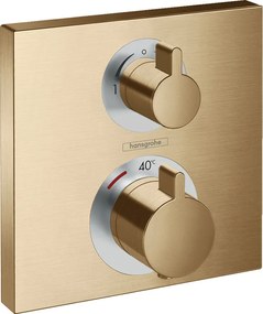 Hansgrohe Ecostat Square, termostatická baterie pod omítku na 2 spotřebiče, kartáčovaný bronz 15714140