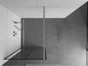 Mexen Kioto, sprchová zástěna Walk-In 90 x 200 cm, 8mm čiré sklo černý vzor, ​​broušená ocel profil, 800-090-101-97-77