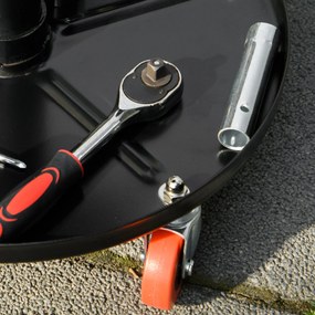 HOMCOM Mechanická Židle, Servisní Stolik, Otočné Sedadlo, Nastavitelná Výška, Kolečková Pracovní Židle s Přihrádkou 100 kg pro Garáž a Automobilové O…