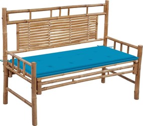 vidaXL Zahradní lavice s poduškou 120 cm bambus [3063884] Barva: Modrá