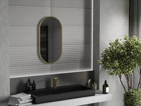 Mexen Loft, oválné koupelnové zrcadlo 75 x 40 cm, barva rámu zlatá lesklá, 9851-075-040-000-50