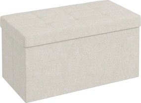 HOMCOM Úložná lavice, 76 x 38 x 38 cm, 84L, skládací, na konci postele, podnožka, s víkem, do předsíně a obývacího pokoje, s potahem z jemného lnu | A
