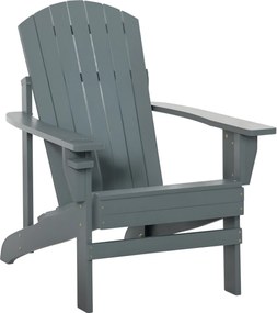 Zahradní křeslo Outsunny Adirondack s držákem na pohár, zahradní lehátko, balkonové křeslo z masivního dřeva, tmavě šedé, 97 x 72,5 x 93 cm | Aosom