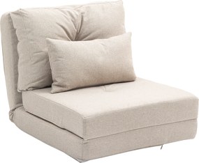 HOMCOM Jednolůžková Převodní Křeslo – Lazy Křeslo – Lehátko – S Polštářem, Nastavitelný Opěradlo – Obývací Pokoj, Nosnost 120 kg, Béžový Lněný Potah |