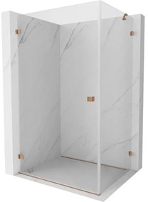 Mexen Lunar-B, výklopný sprchový kout levý 100 x 80 cm, 8mm čiré sklo, profil měděná matná, 832-100-080-65-00-L