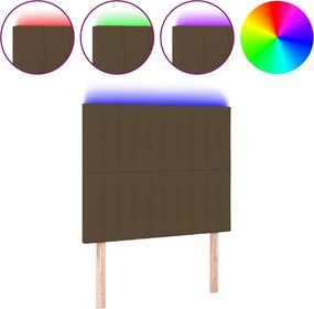 Čelo postele s LED tmavě hnědé 100x5x118/128 cm textil 3122655